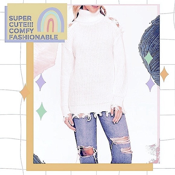 KsnoFadLookS | Tops | 204 Turtle Neck Open Shoulder Sweater Top | Poshmark